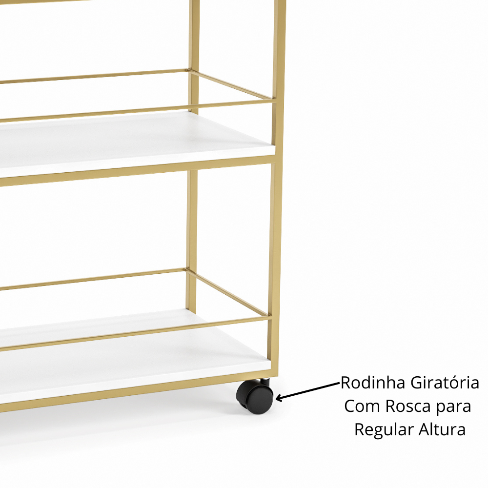 Carrinho de Bebidas Industrial Dourado Versátil: Perfeito para Bar ...